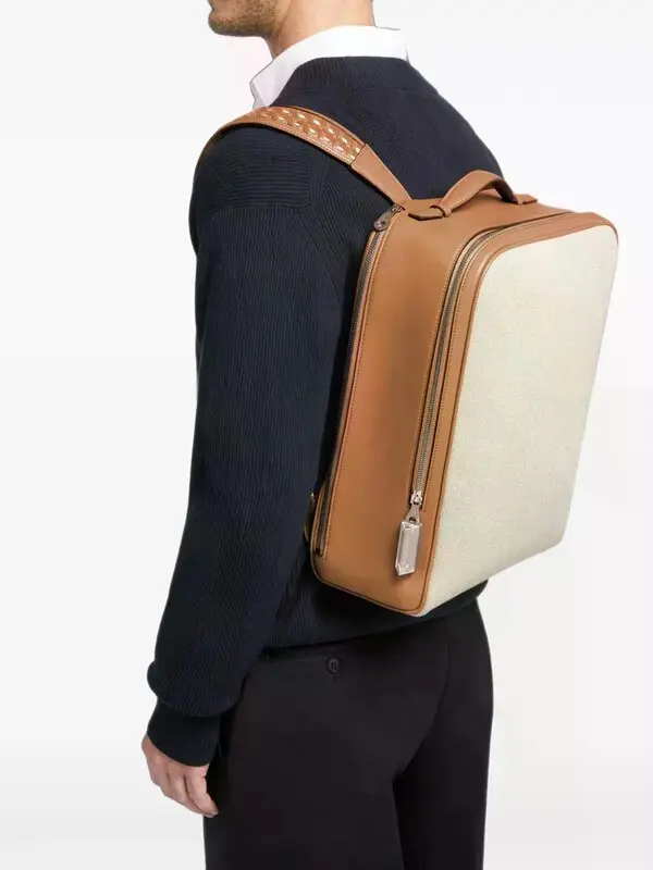 AVITEUR Cristallo Leather-trim Canvas Backpack