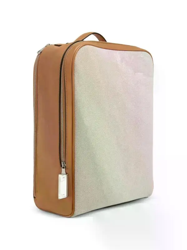 AVITEUR Cristallo Leather-trim Canvas Backpack