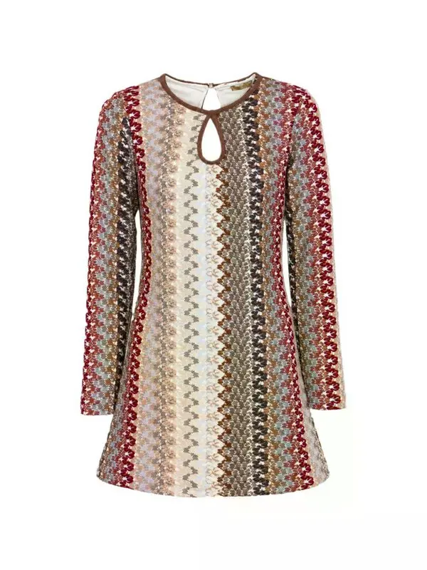 Pho Firenze Jacquard-knit Zigzag Mini Dress