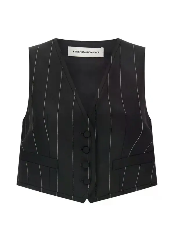 FEDERICA BONIFACI Pinstripe Cropped Vest