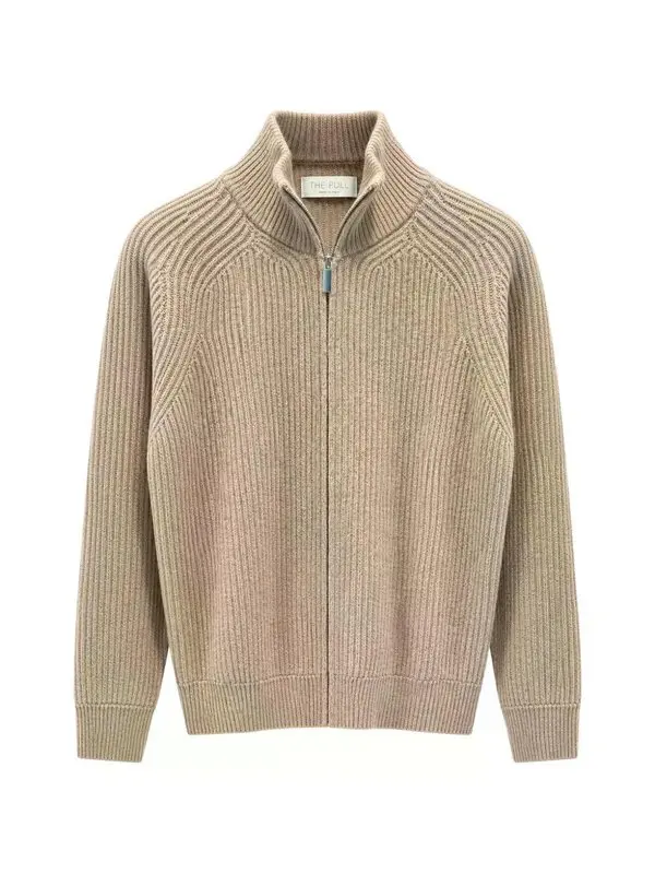 THE PULL Ribbed-knit Zip-up Sweater