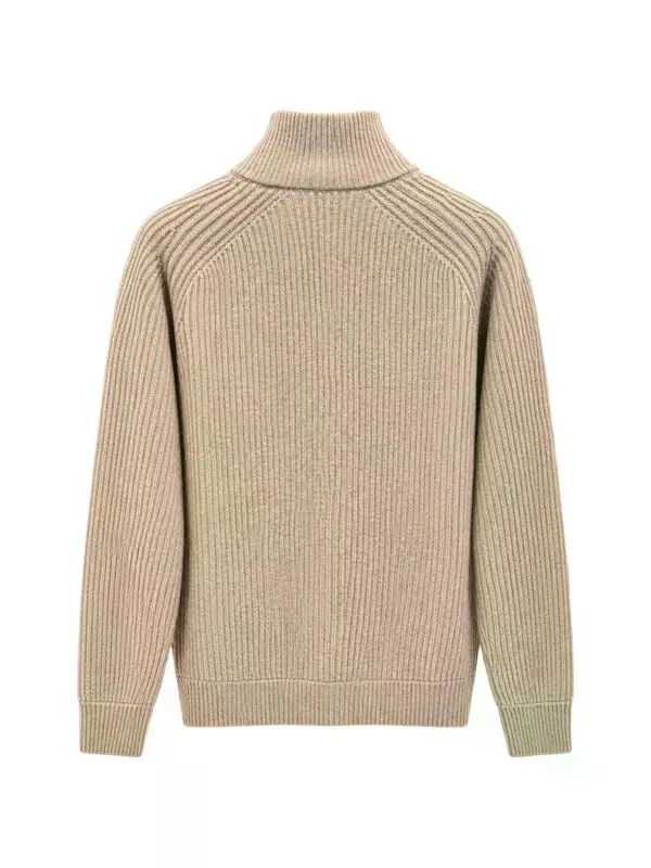 THE PULL Ribbed-knit Zip-up Sweater