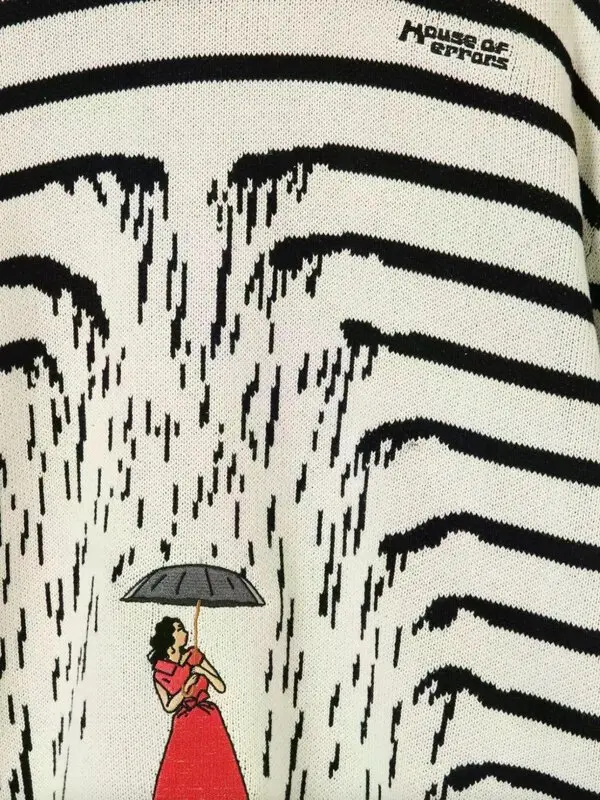 HOUSE OF ERRORS Embroidered Striped Cotton Sweater
