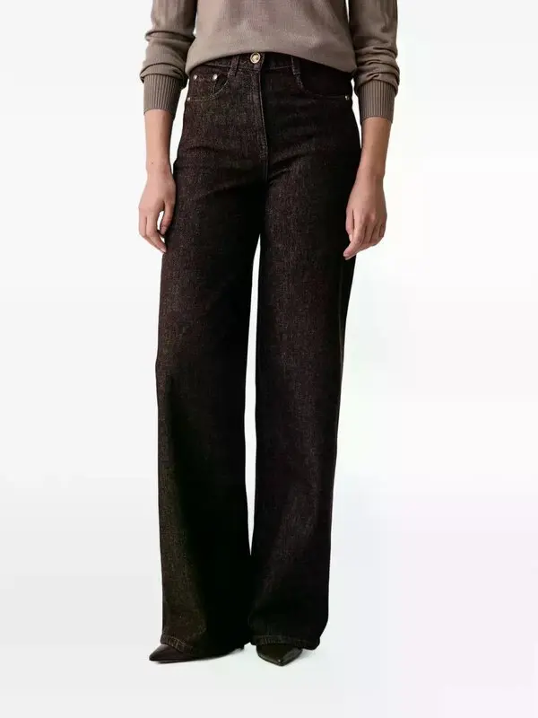 Luisa Spagnoli Opaglio Logo-patch Wide-leg Jeans - Brown
