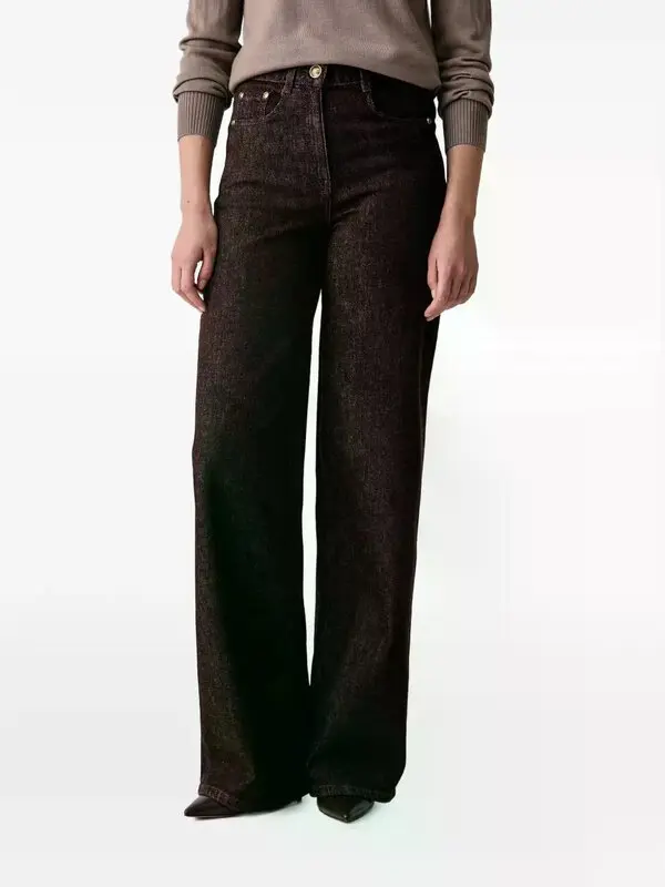 Luisa Spagnoli Opaglio Logo-patch Wide-leg Jeans - Brown