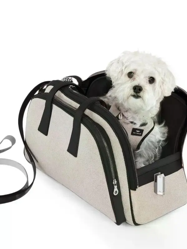 AVITEUR Leather-trim Canvas Pet Carrier