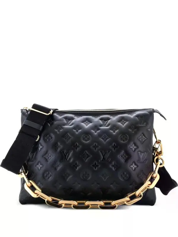 LOUIS VUITTON Coussin Bag Monogram Embossed Lambskin Mm Crossbody Bag - Black