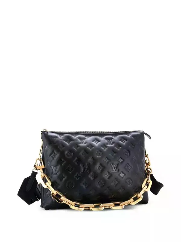 LOUIS VUITTON Coussin Bag Monogram Embossed Lambskin Mm Crossbody Bag - Black