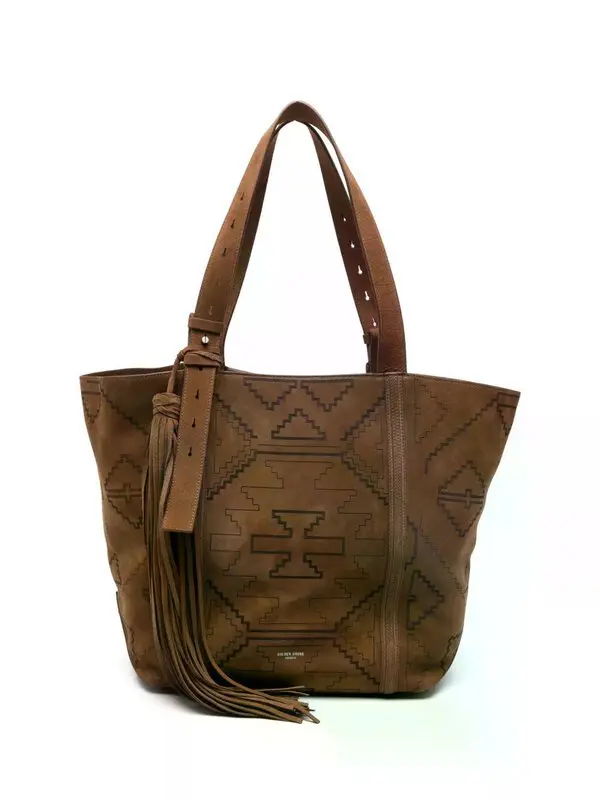 GOLDEN GOOSE 24/7 Geometric-embroidered Tote Bag - Brown