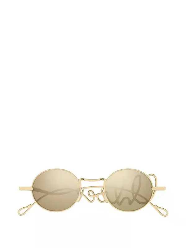 Chloé Logo-arm Round-frame Sunglasses - Gold