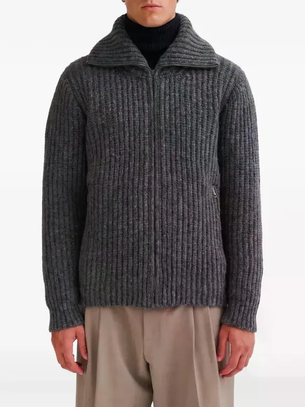 ROBERTO COLLINA Ribbed-knit Zip-up Sweater