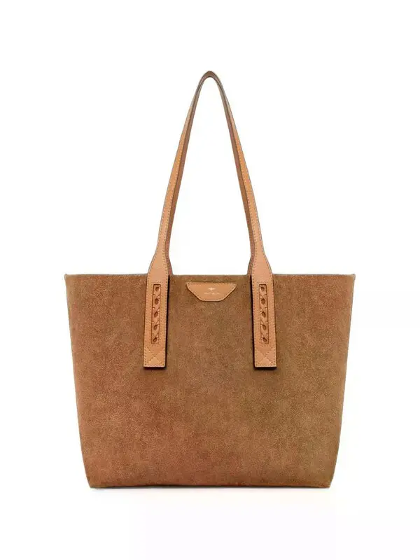 AVITEUR Easy Woven-handle Suede Tote Bag