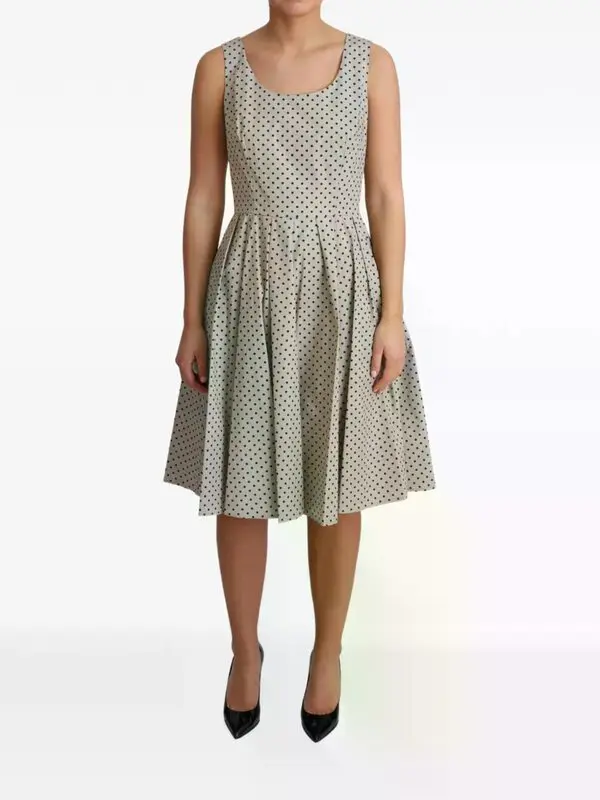 Dolce & Gabbana Polka-dot Flared Midi Dress - Neutrals