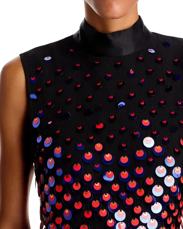 Christopher John Rogers Silk Embellished Mock Neck Top