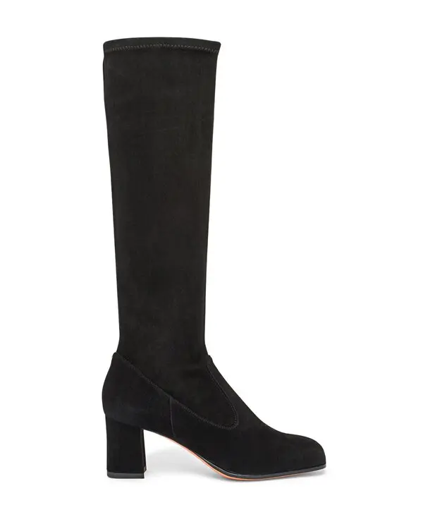 Santoni Knee-high Suede Boots - Black