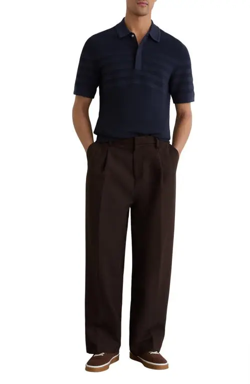 REISS Falklands Half Zip Textured Knit Polo Sweater