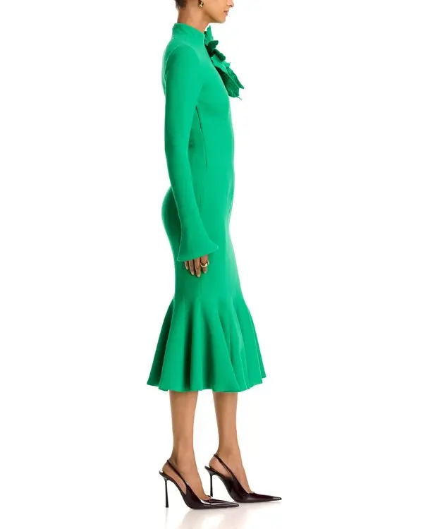 SERGIO HUDSON Tulip Wool Crepe Midi Dress