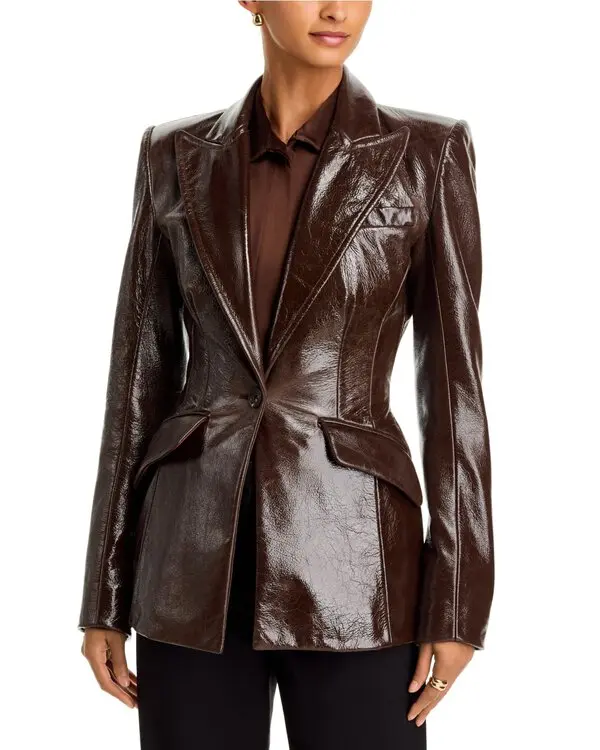 SERGIO HUDSON Leather Single Breasted Blazer