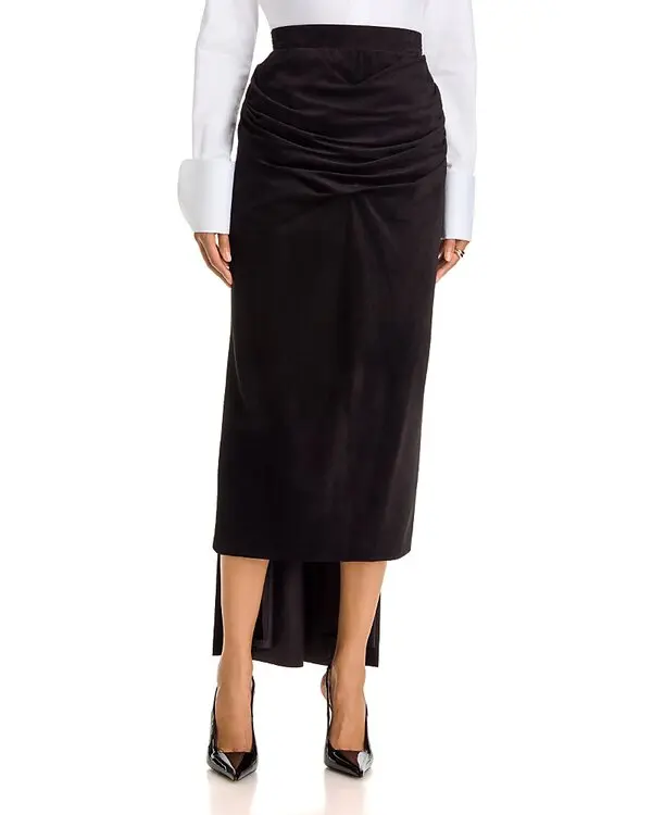 SERGIO HUDSON Suede Sash Midi Skirt