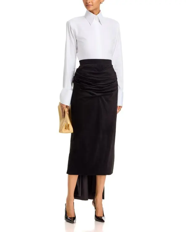 SERGIO HUDSON Suede Sash Midi Skirt