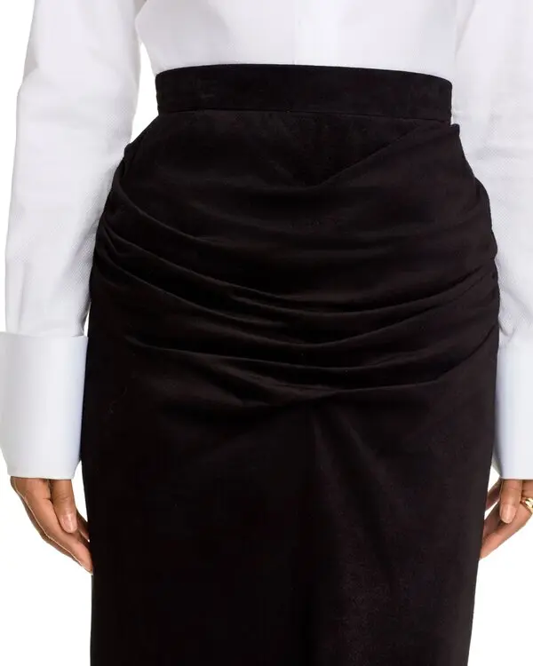 SERGIO HUDSON Suede Sash Midi Skirt