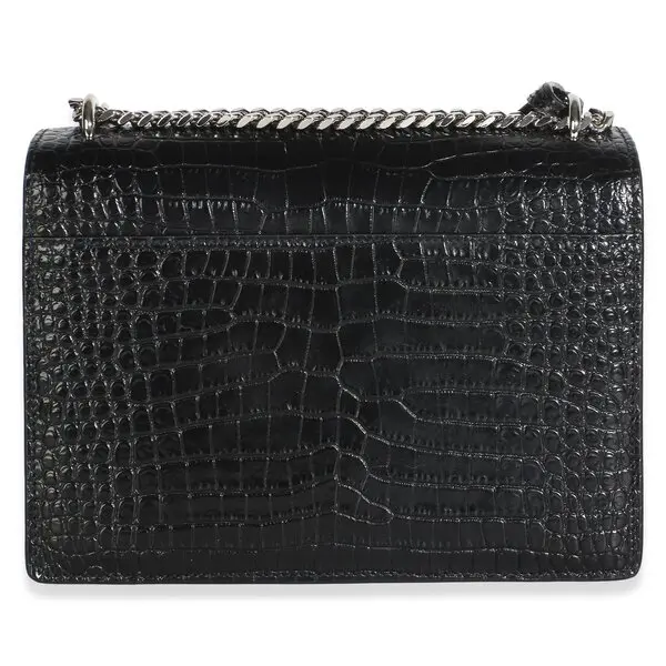 Saint Laurent Croc Embossed Calfskin Monogram Sunset Bag
