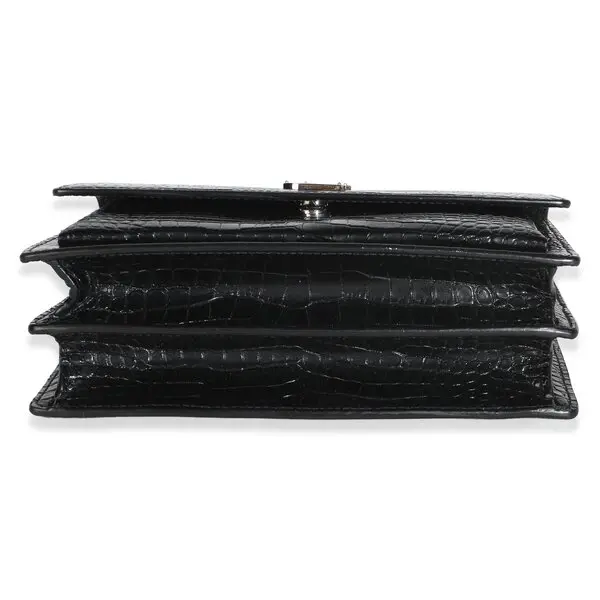 Saint Laurent Croc Embossed Calfskin Monogram Sunset Bag