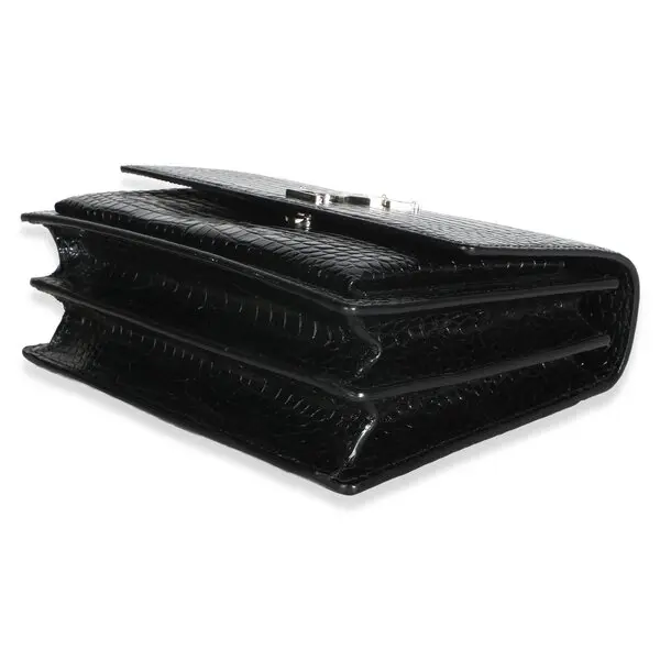 Saint Laurent Croc Embossed Calfskin Monogram Sunset Bag
