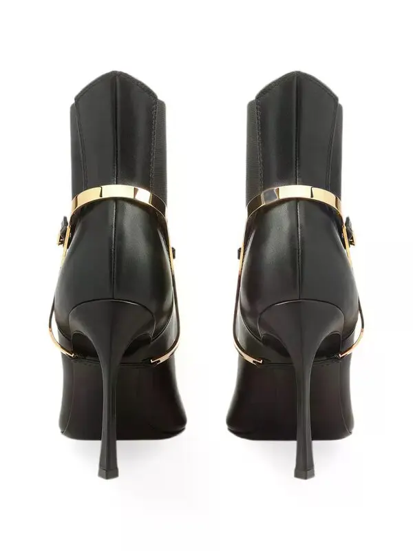 SERGIO ROSSI Spur Buckled Leather Ankle Boots
