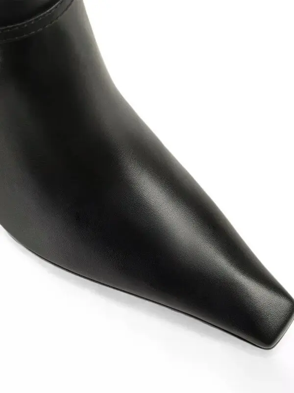SERGIO ROSSI Spur Buckled Leather Ankle Boots