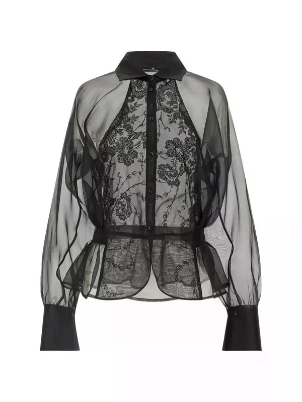 Ermanno Scervino Lace-panelled Peplum Shirt