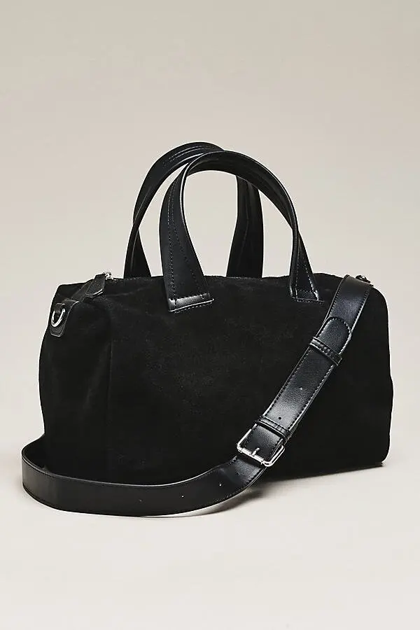 Anthropologie Suede Bowler Bag - Black