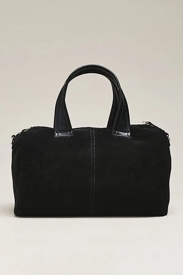 Anthropologie Suede Bowler Bag - Black