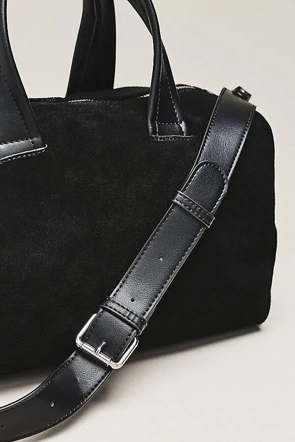 Anthropologie Suede Bowler Bag - Black
