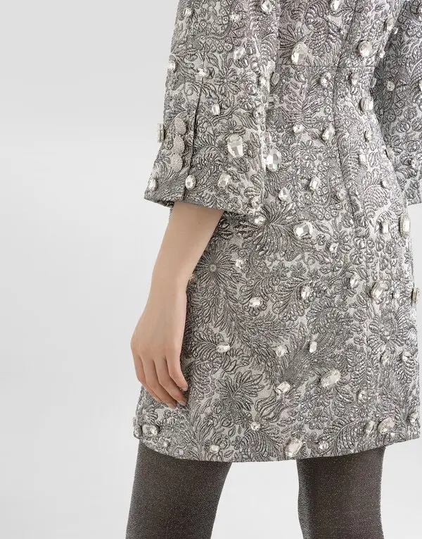 Dolce & Gabbana Floral Lamé Jacquard Dress With Embroidery