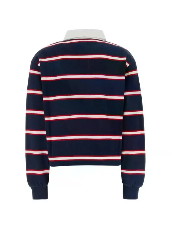 Sporty & Rich Blondie Serif Striped Polo Shirt - Blue