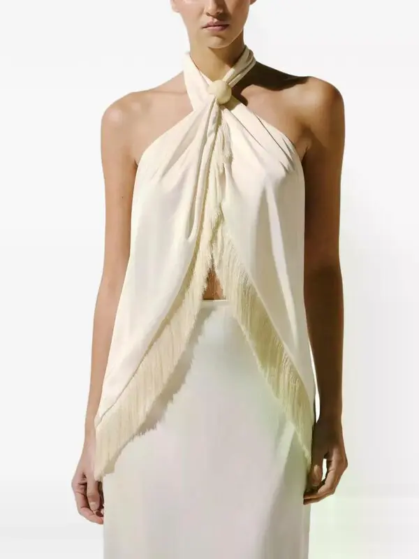 BAOBAB Austin Fringe-detail Halterneck Top - Neutrals