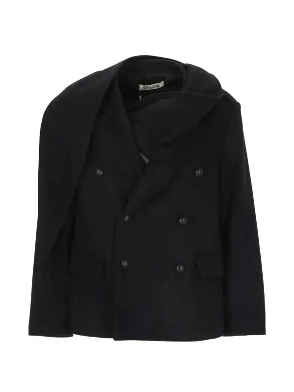 THE EROSE Double-breasted Draped-scarf Jacket