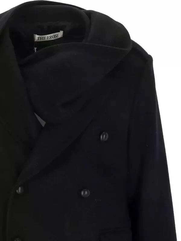 THE EROSE Double-breasted Draped-scarf Jacket