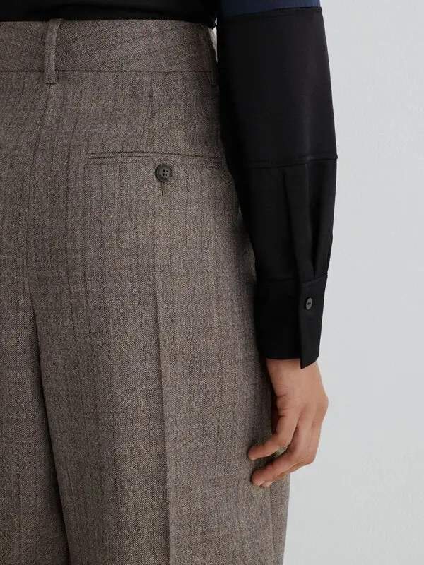 ATELIER Wool Wide-leg Double-pleat Trousers