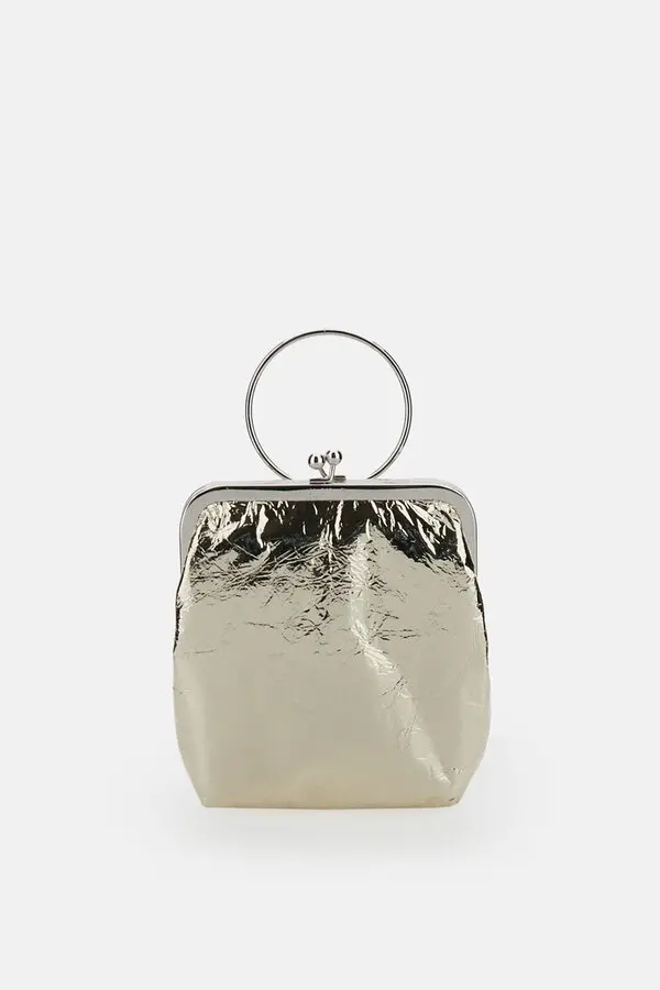 Plan C Pouch Rettangolare Laminata In Pelle Crinkle