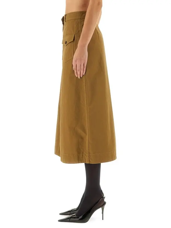 Saint Laurent Midi Skirt With Buttons - Cream
