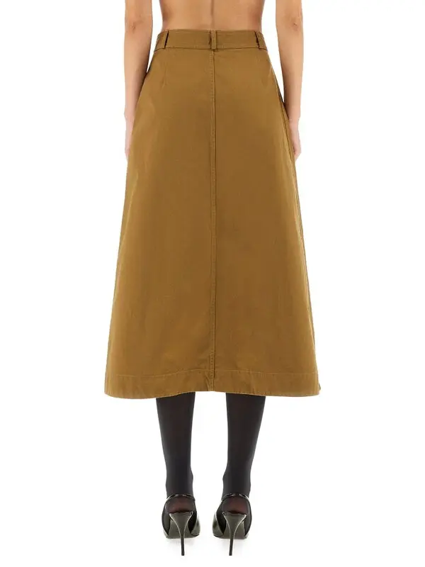 Saint Laurent Midi Skirt With Buttons - Cream