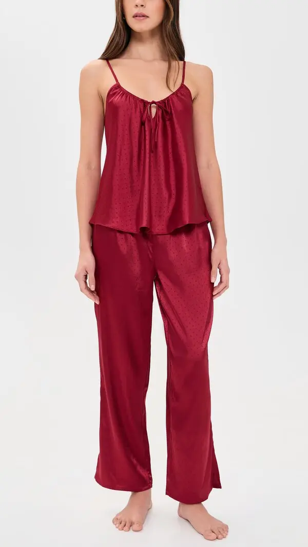 Flora Nikrooz Soild Dot Satin Jacquard Pajama Set