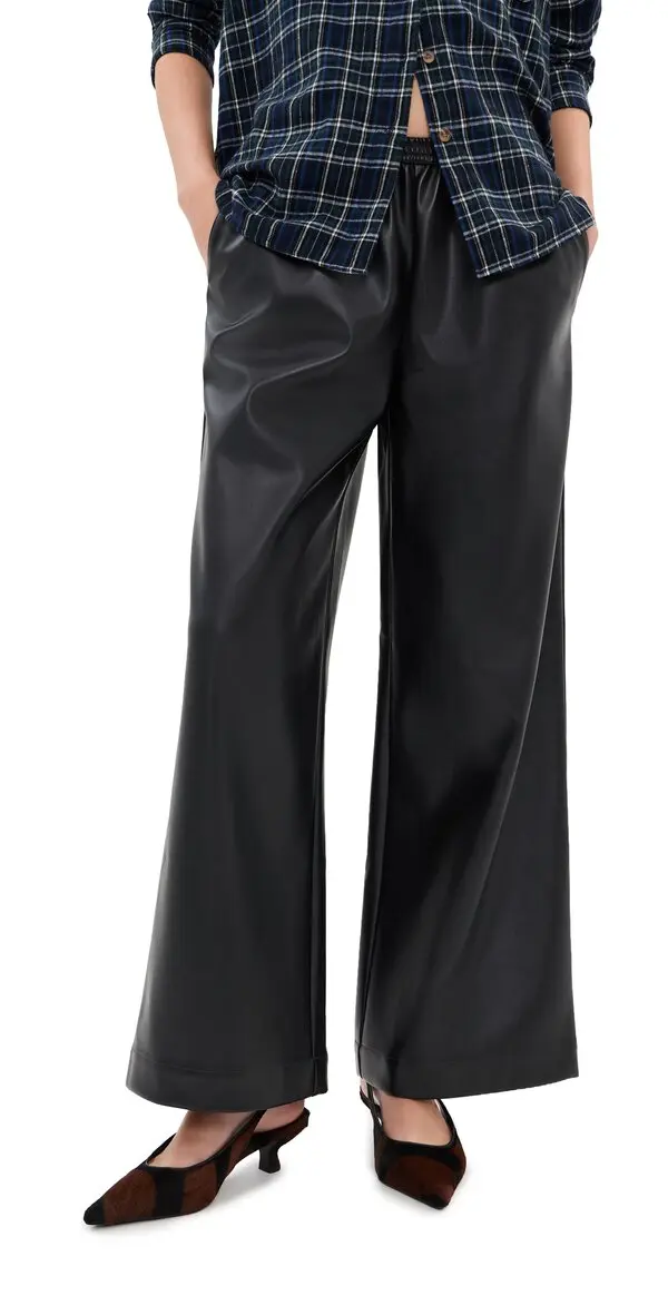 LE BOP Margot Faux Leather Pants - Black