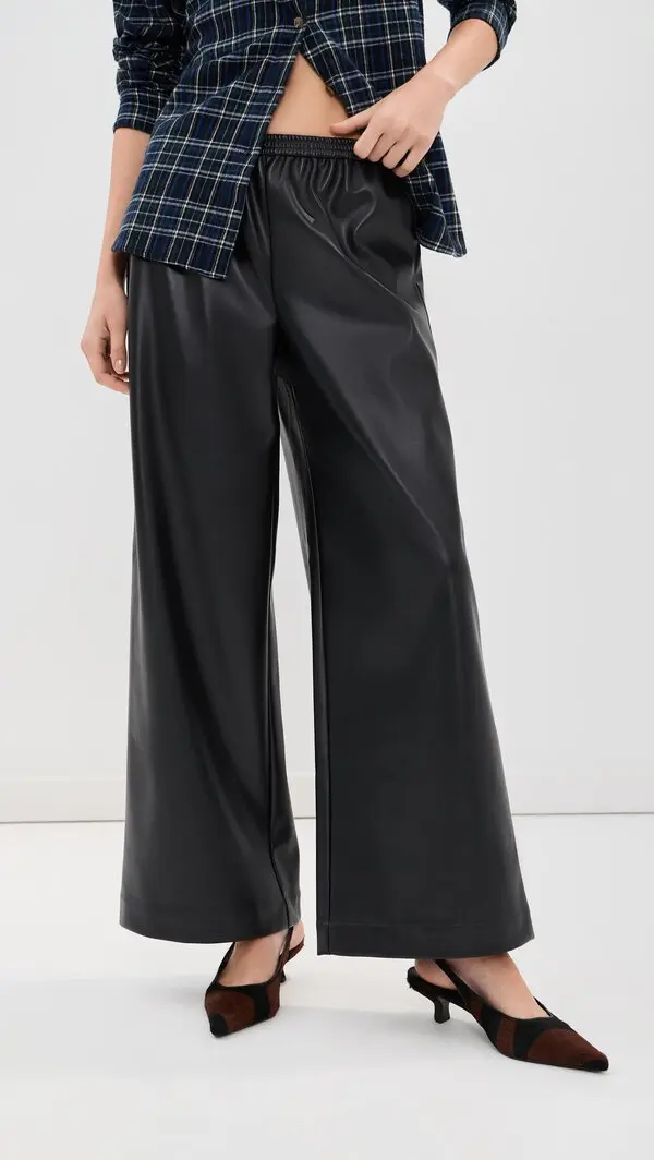 LE BOP Margot Faux Leather Pants - Black