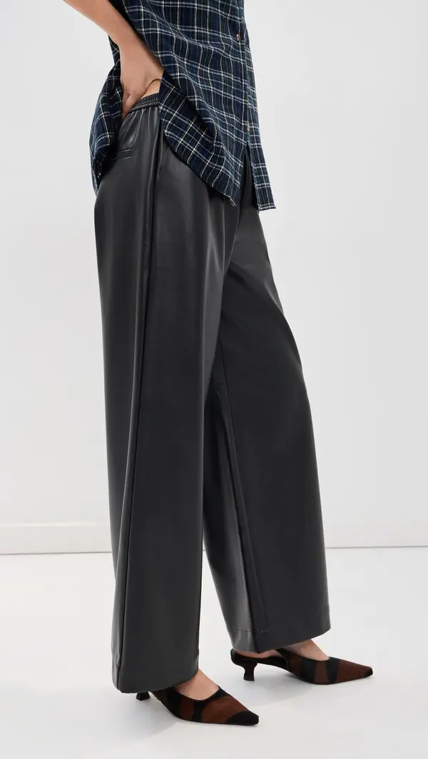 LE BOP Margot Faux Leather Pants - Black