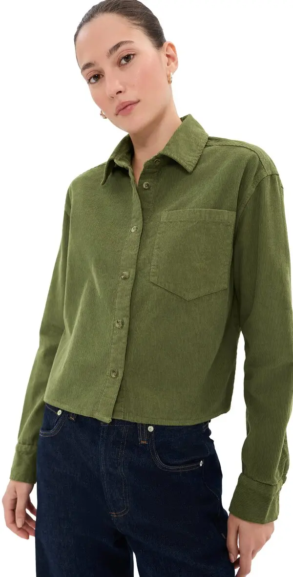LE BOP Collins Corduroy Button Down - Olive