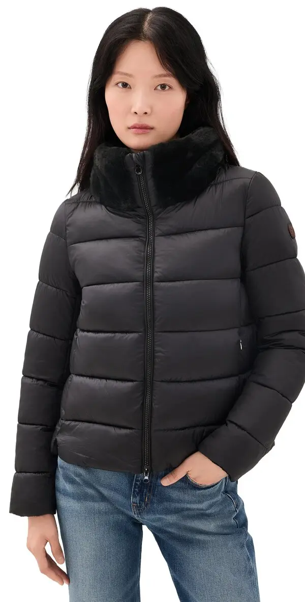 SAVE THE DUCK Mei Faux Fur Trim Quilted Coat