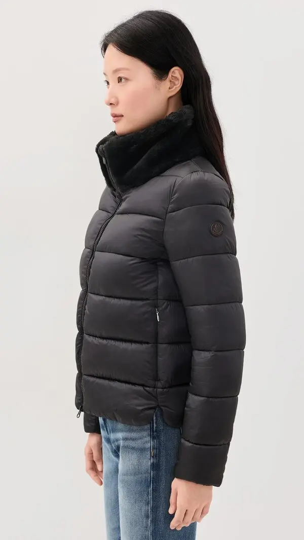 SAVE THE DUCK Mei Faux Fur Trim Quilted Coat